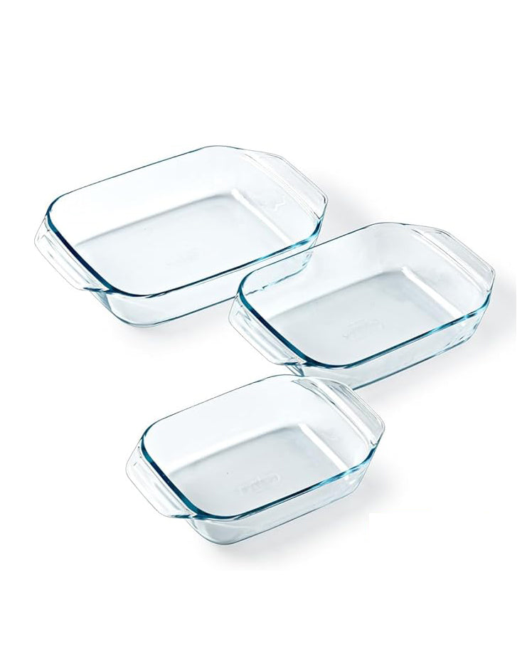 Pyrex Set of 3 Borosilicate Glass Oven Plates | Sue Ryder