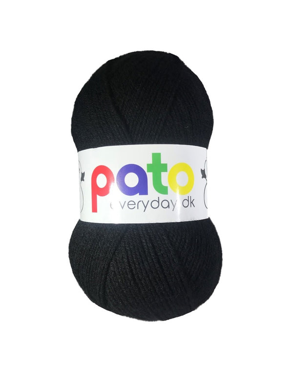 Single Ball Pato Everyday Yarn DK Wool 975 Black | Sue Ryder